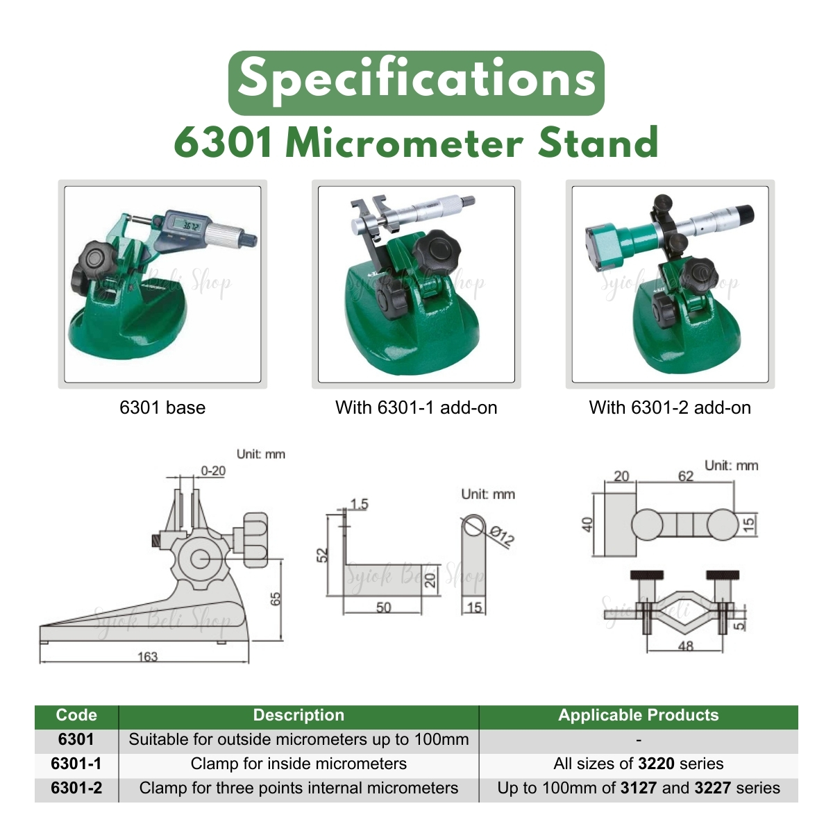 INSIZE Micrometer Stand / Clamp for Inside Micrometer / Clamp Three ...