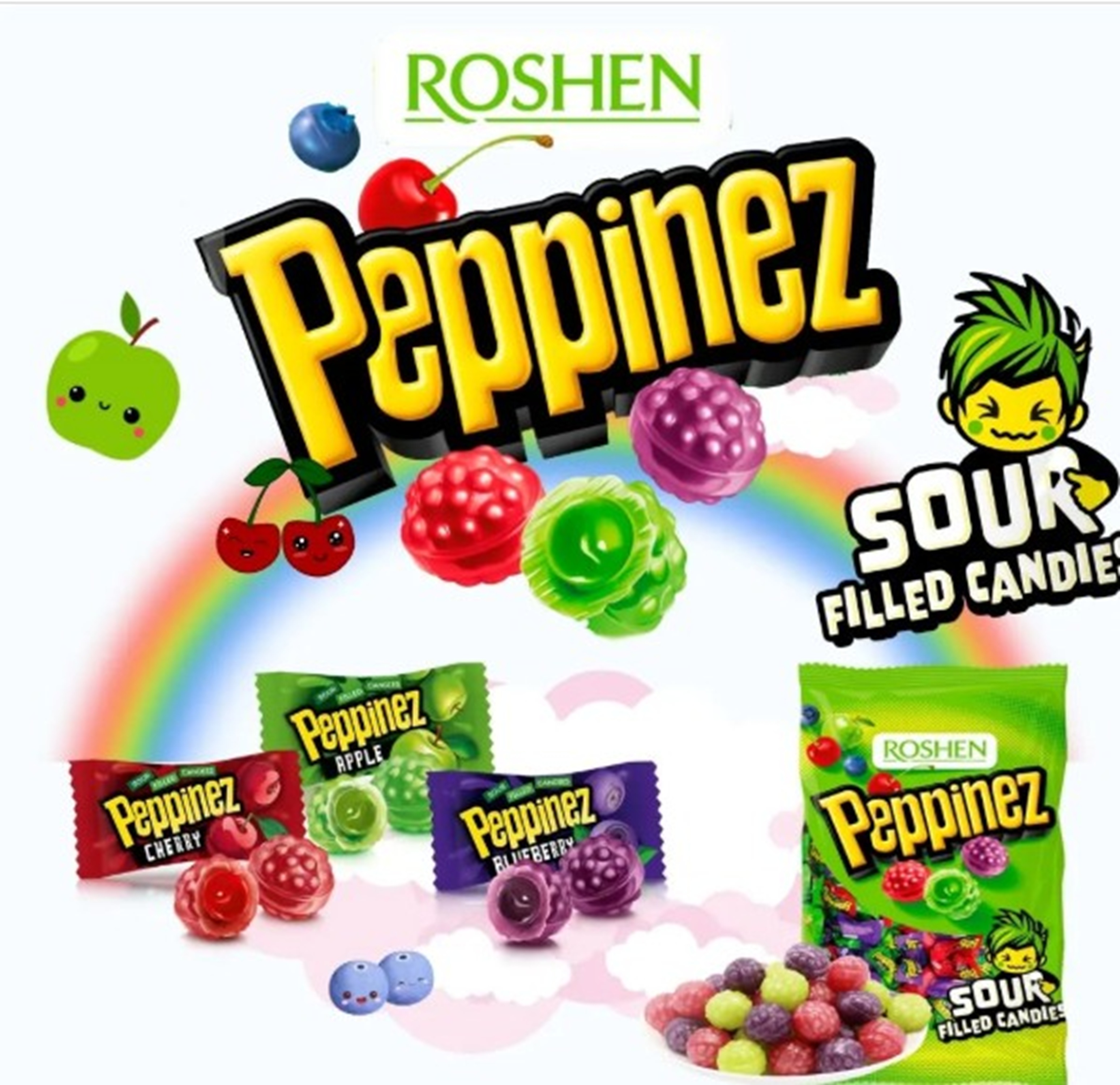 ROSHEN PEPPINEZZ SOUR CANDAY 900g&400G&200G CANDY gummy Gula Masam ...