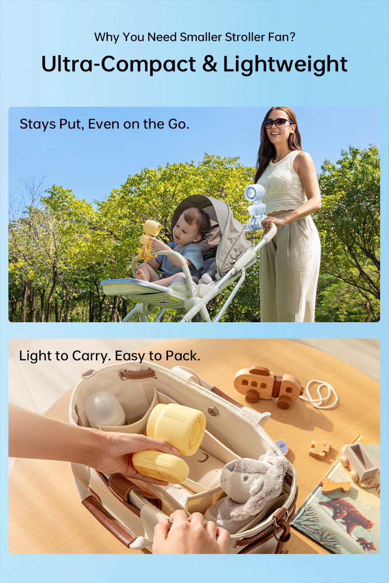 JisuLife Stroller Fan Life4 Portable Baby Stroller Fan 5000mAh 38H Long ...