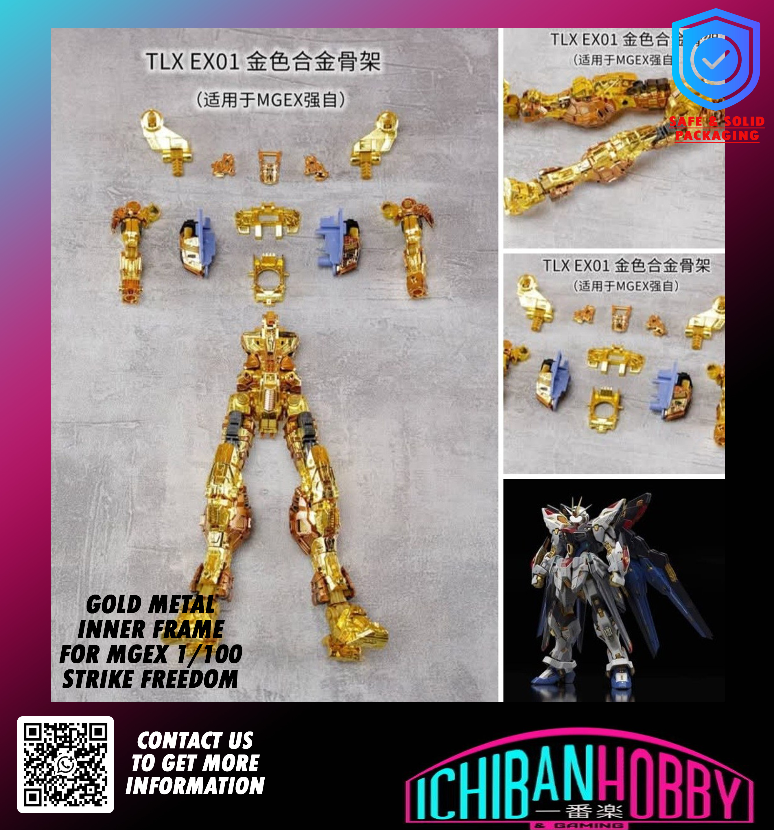 (READY STOCK) TLX EX01 GOLD METAL INNER FRAME FOR MGEX 1/100 STRIKE ...