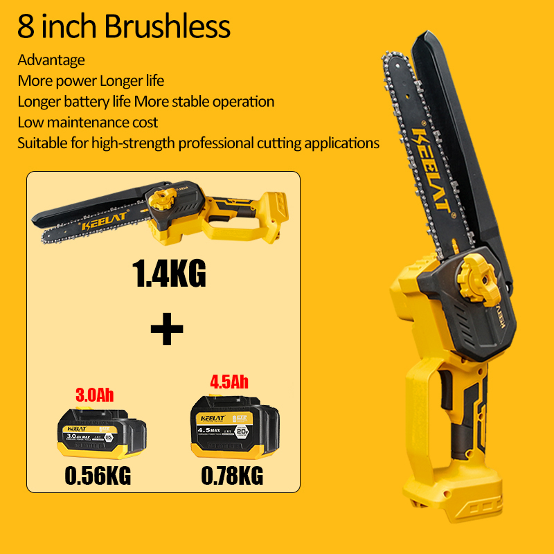 KEELAT Chainsaw Cordless 8 Inch Brushless motor Wood Pruning Cutter ...
