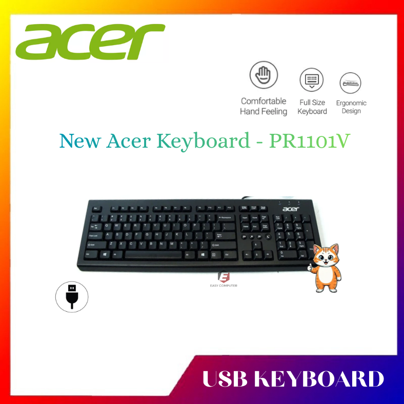 Acer PR1101V USB Wired Keyboard Ergonomic & Comfortable Feel For ...