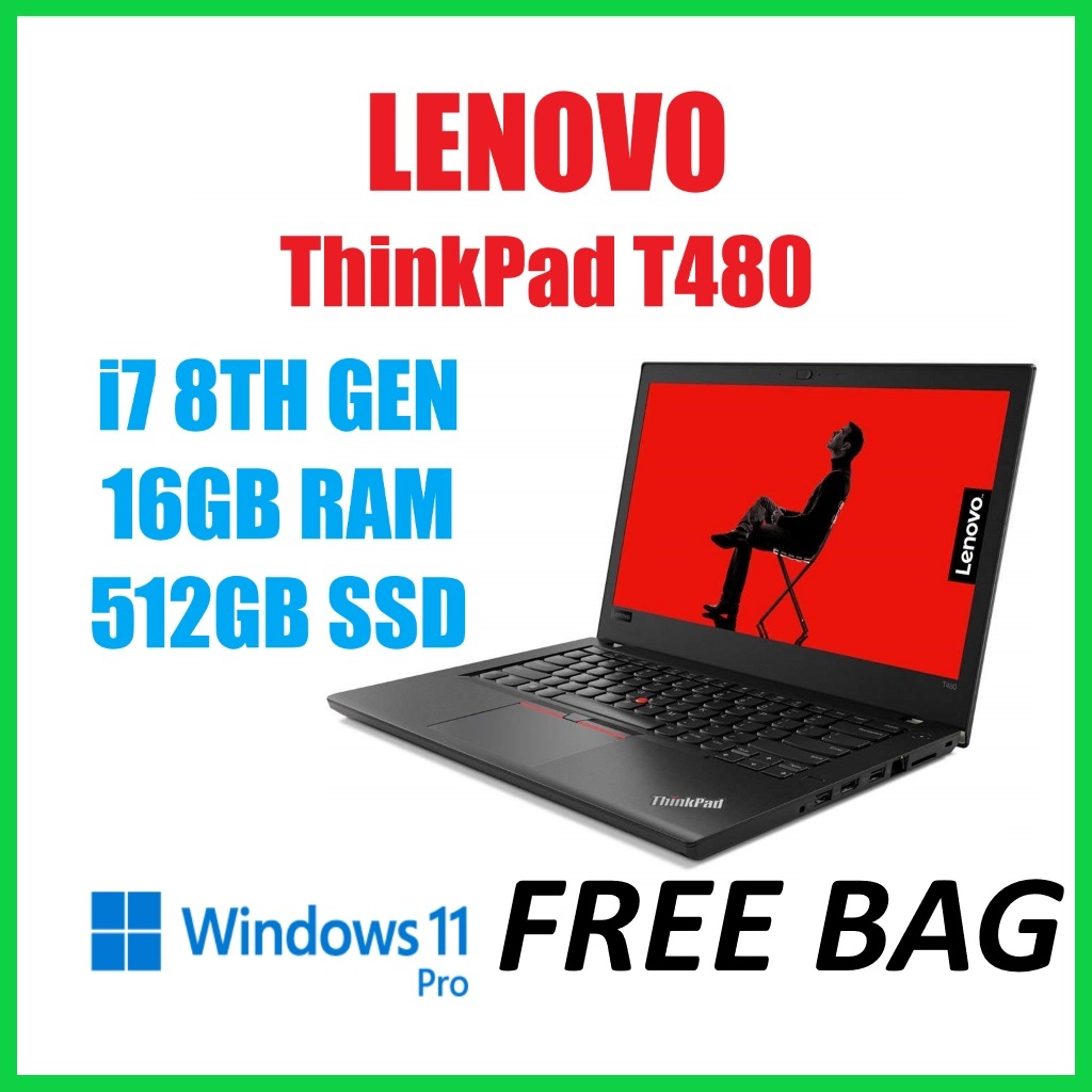 LENOVO THINKPAD T480 i7 8th gen/512gb ssd/INTEL HD GRAPHIC /Non-touch ...