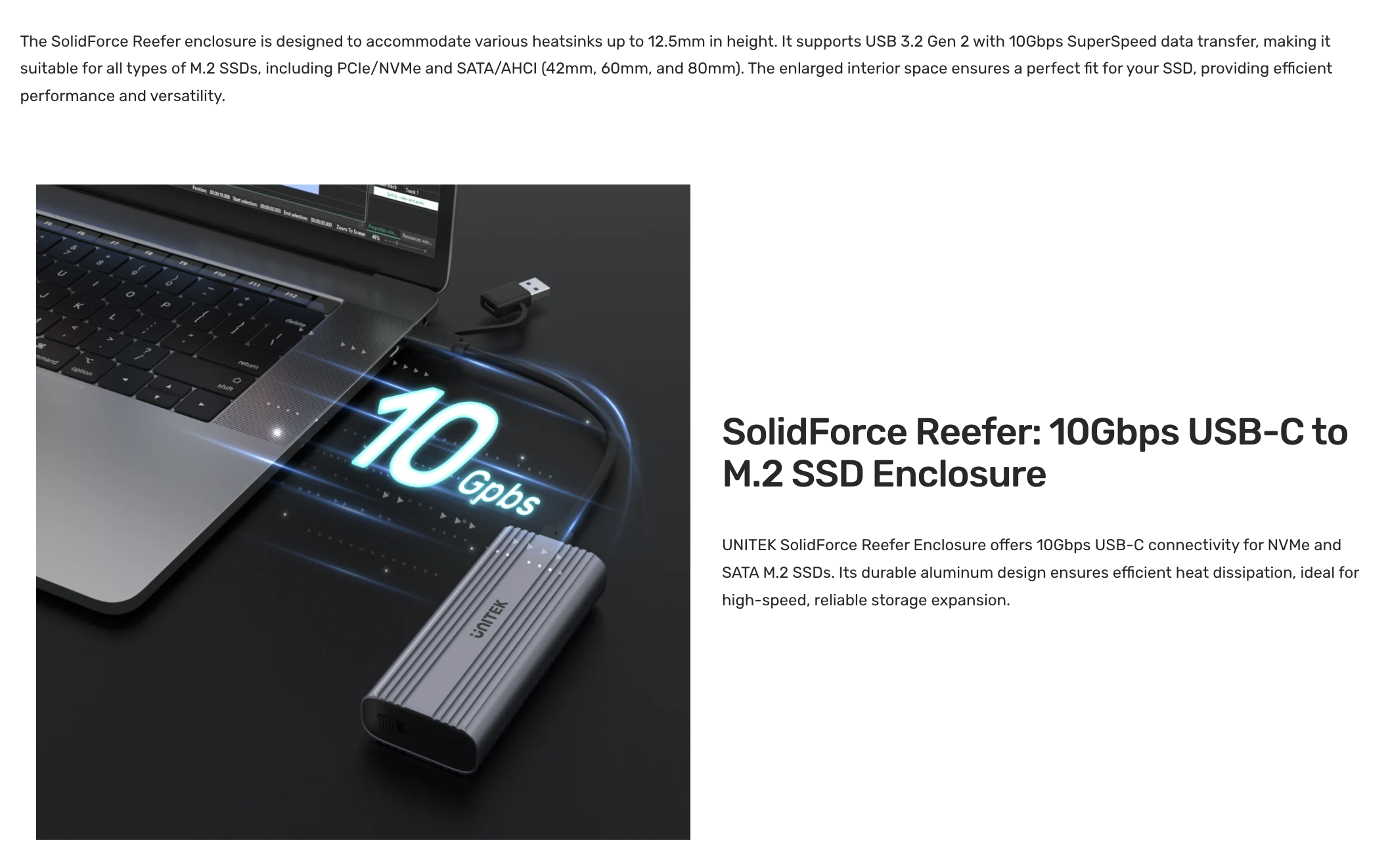 UNITEK SolidForce Reefer Either USB-C to M.2 SSD (NVMe / SATA ...
