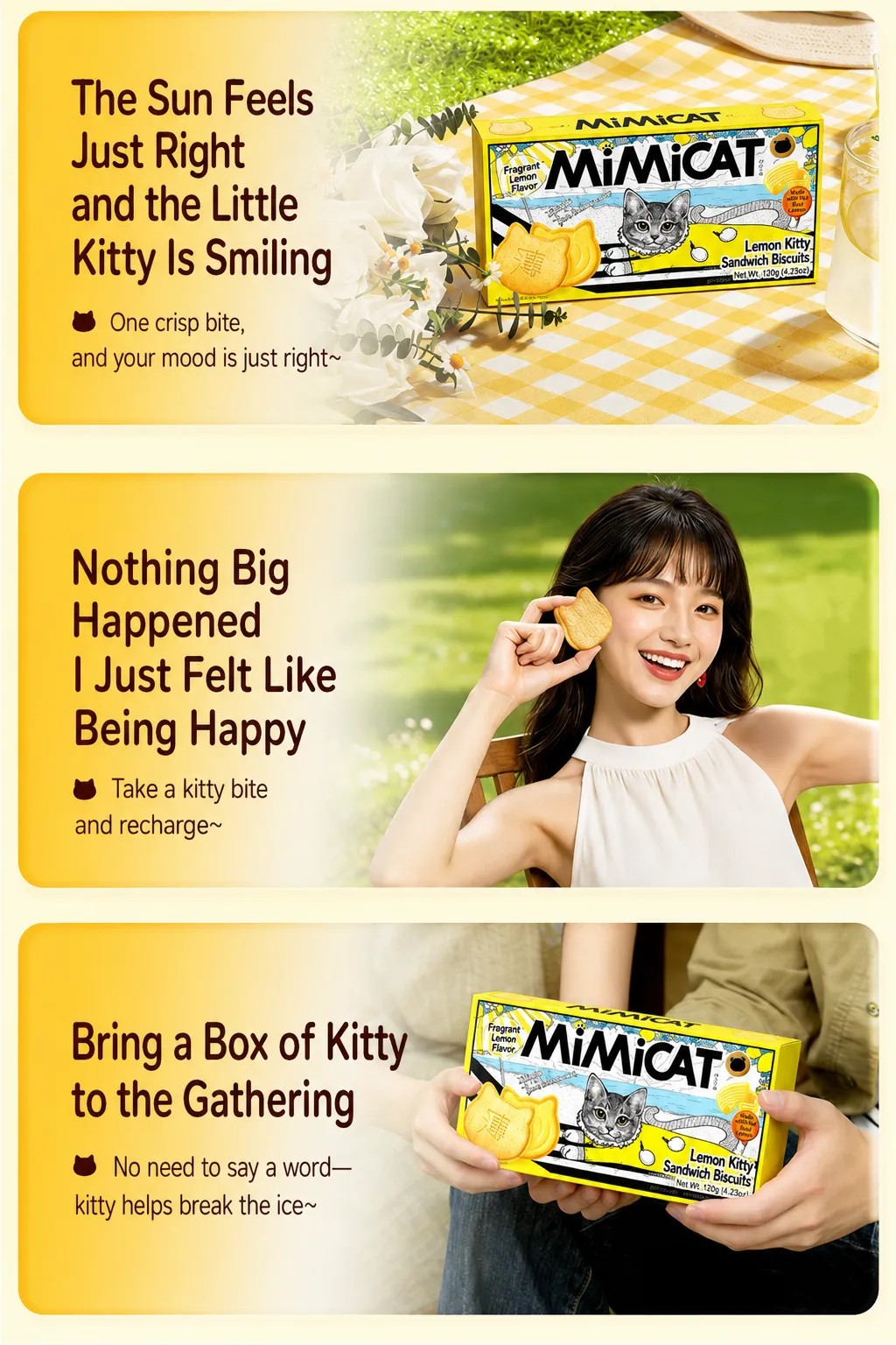 Aoligei Mimicat Kitty Sandwich Biscuit Fragrant Lemon Flavor ...