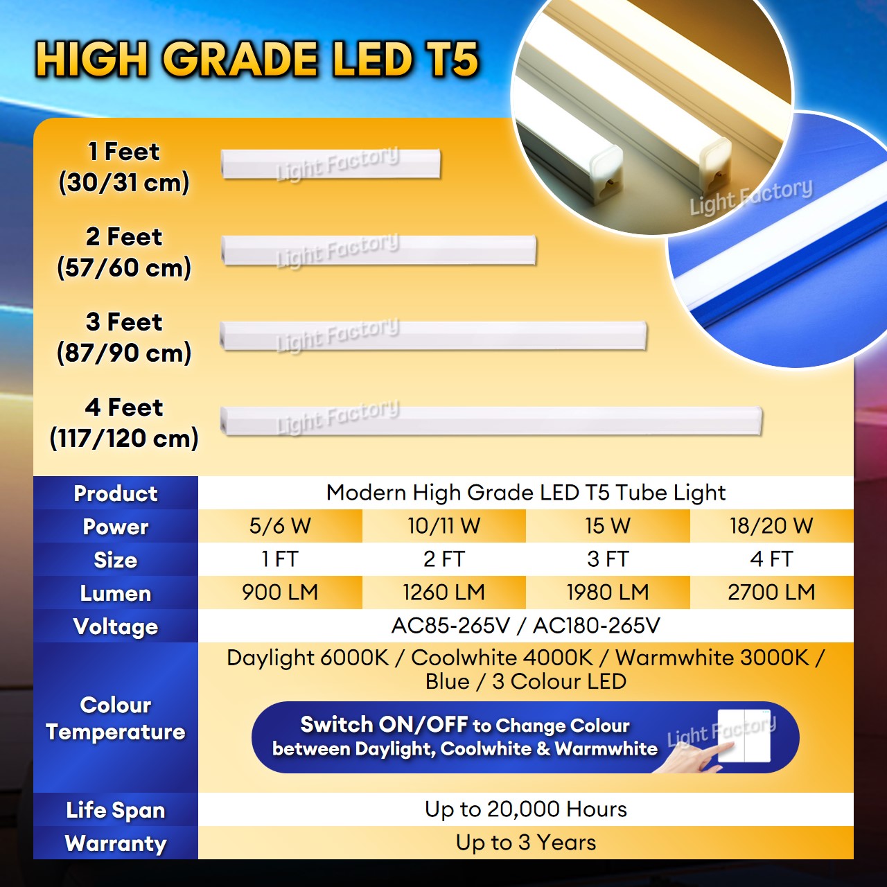 【2PCS/4PCS Bundle】LED T5 Long Tube Lighting Plaster Ceiling Lamp Hiasan ...