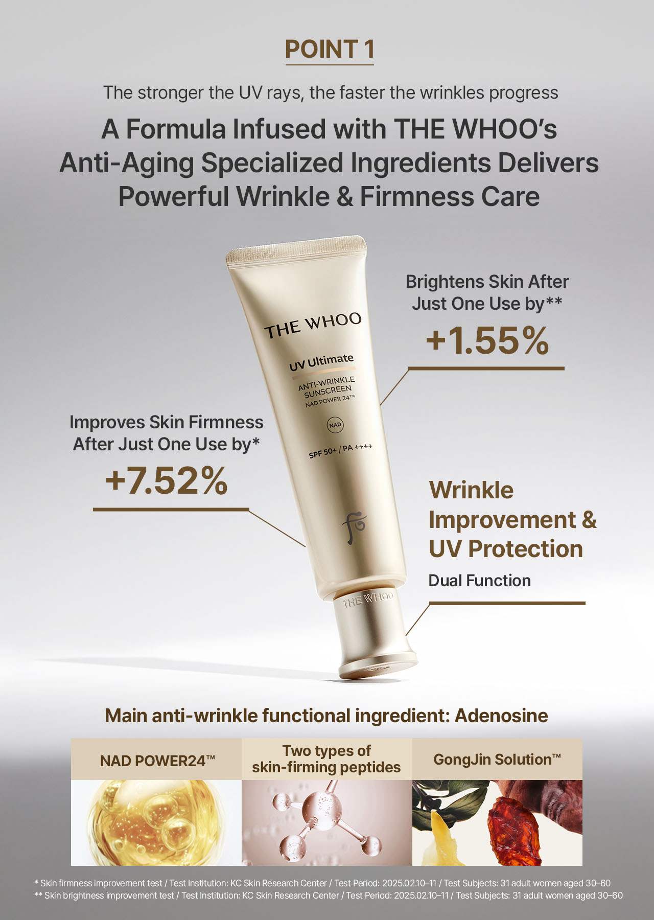 THE WHOO UV Ultimate Anti-wrinkle Sunscreen SPF50+/PA++++ [Single/Set ...
