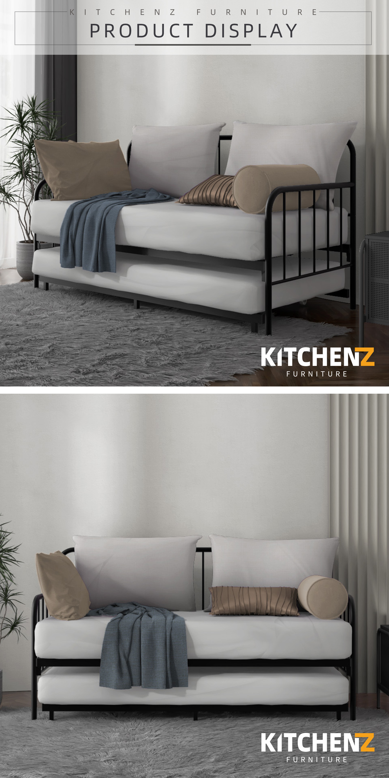 KitchenZ 6.4FT Katil Besi/Katil Tarik / Katil Sorong / Rangka Katil ...