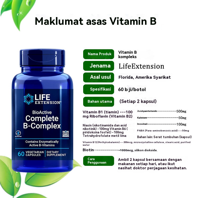 Life Extension BioActive B-Complex | Good Absorption Of Vitamin B ...
