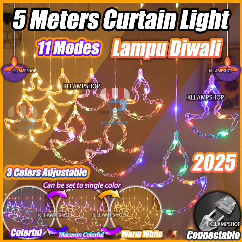 👍3Color Deepavali Decoration item light 5Meter Curtain Led light strip ...