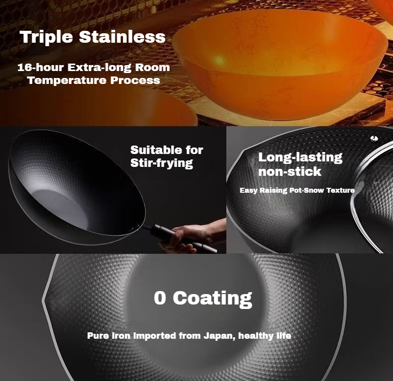 Say goodbye to sticky pans! 30cm Japanese uncoated iron pan, compatible ...