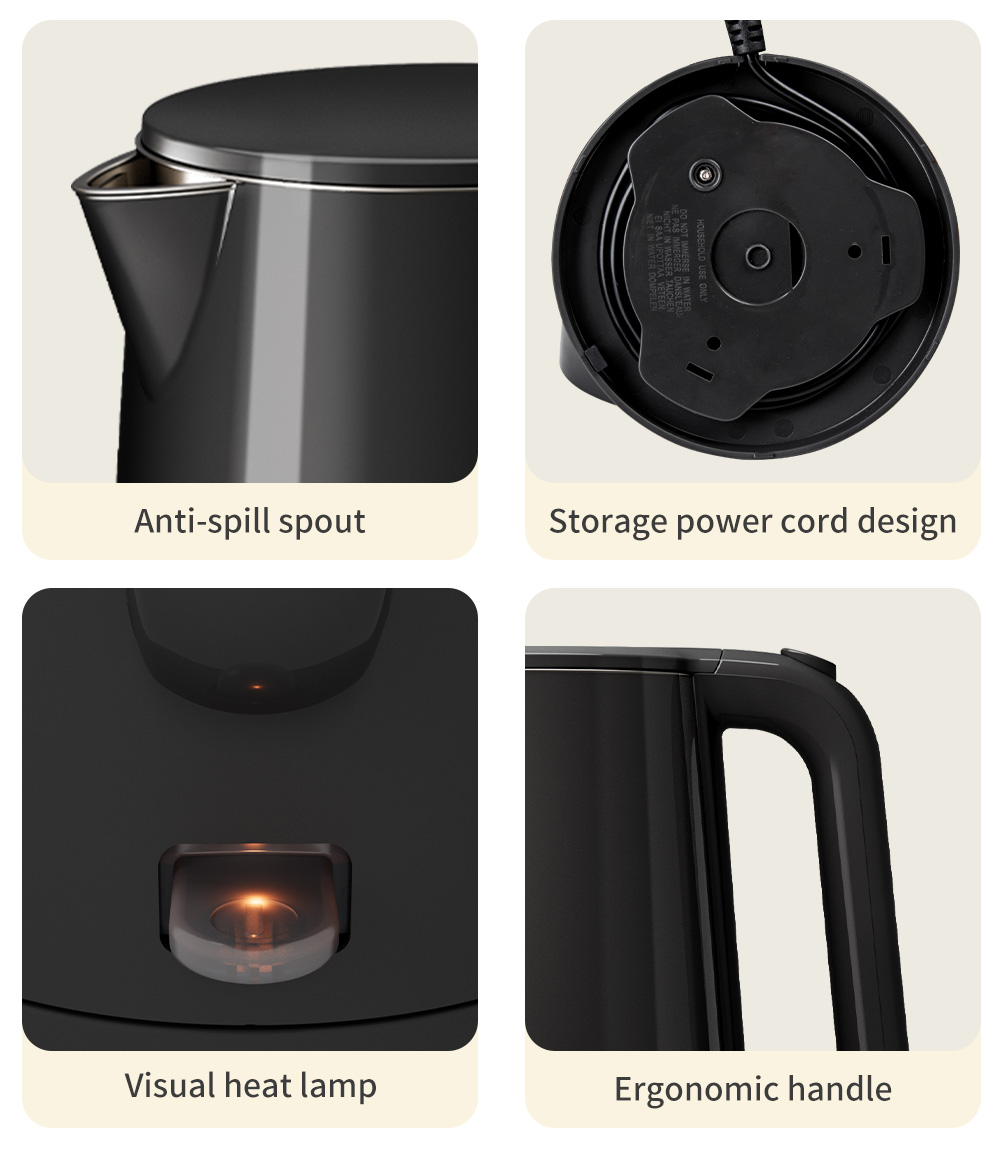 Simplus 1.7L Electric Kettle | 1500W Fast Heating | 304 Stainless Steel ...