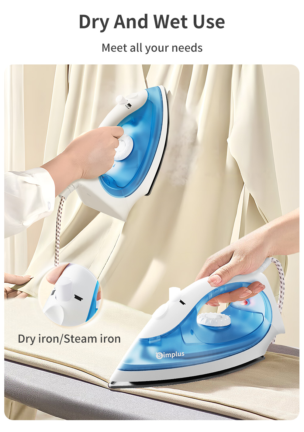 Simplus Electric Steam Iron Garment Steamer丨1300W | 20g/min Steam ...