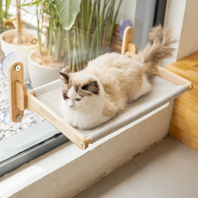 DIY Cat Window Perch Shelves, Cat Hammock Bed with Solid Parawood, Cat ...