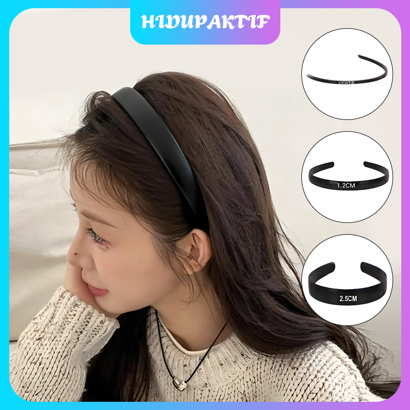 Headband Hitam Unisex Plastik Regang Fleksibel Nyaman Sesuai Lelaki ...