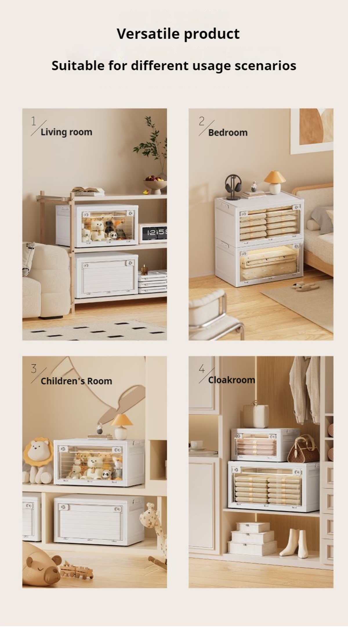 WH folding storage box living room bedroom storage cabinet stackable ...