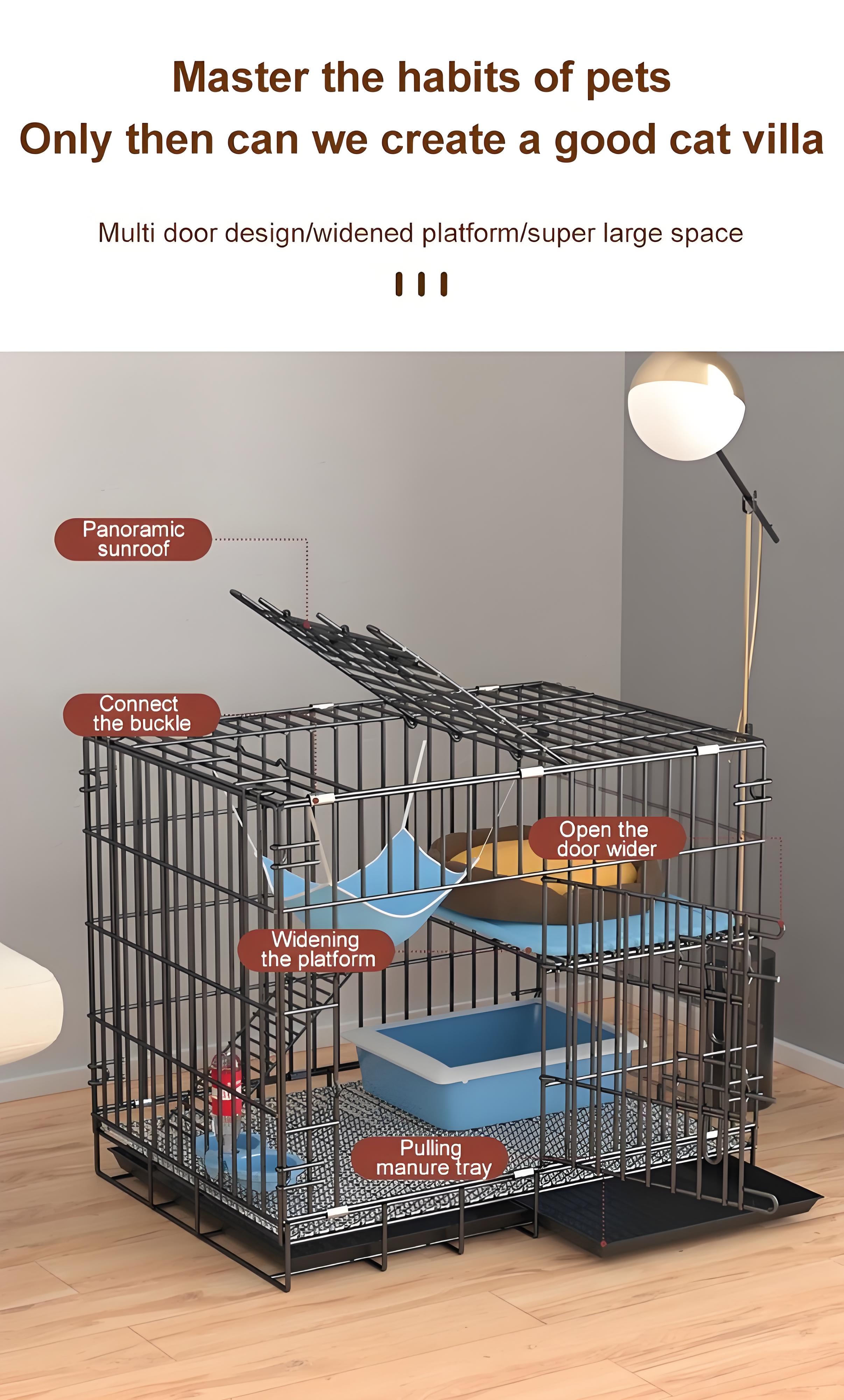 In Stock Sangkar Kucing 2 tingkat Cat Cage 2 level 2 Doors / 2 Kaki 2 ...