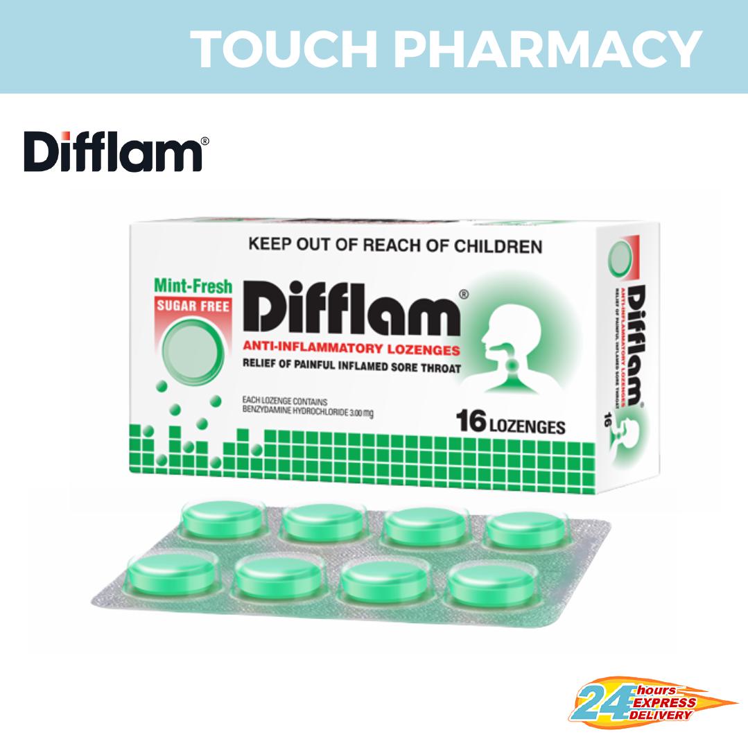 DIFFLAM Anti-inflammatory 3mg Loz Sugarfree - MINT 16's/Box (Sore ...