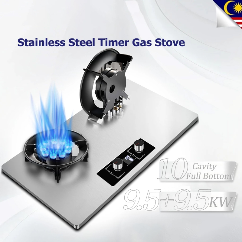 🔥Spot🔥9.5KW Stainless Steel Gas Stove Double Burner Gas Stove Embedded ...