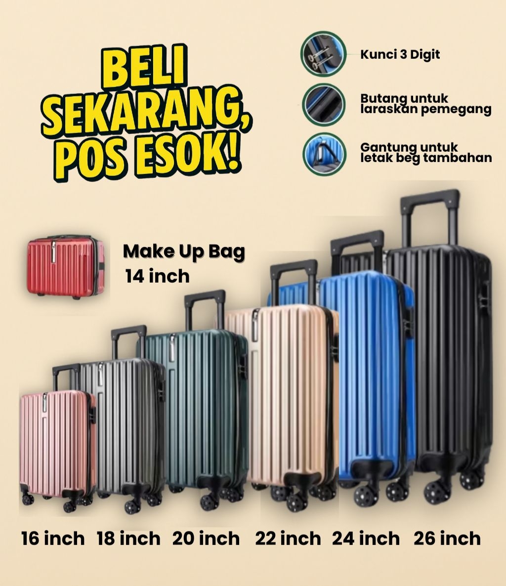 Beg Bagasi Travel Luggage Bags Suitcase 14inch 16inch 18inch 20inch ...