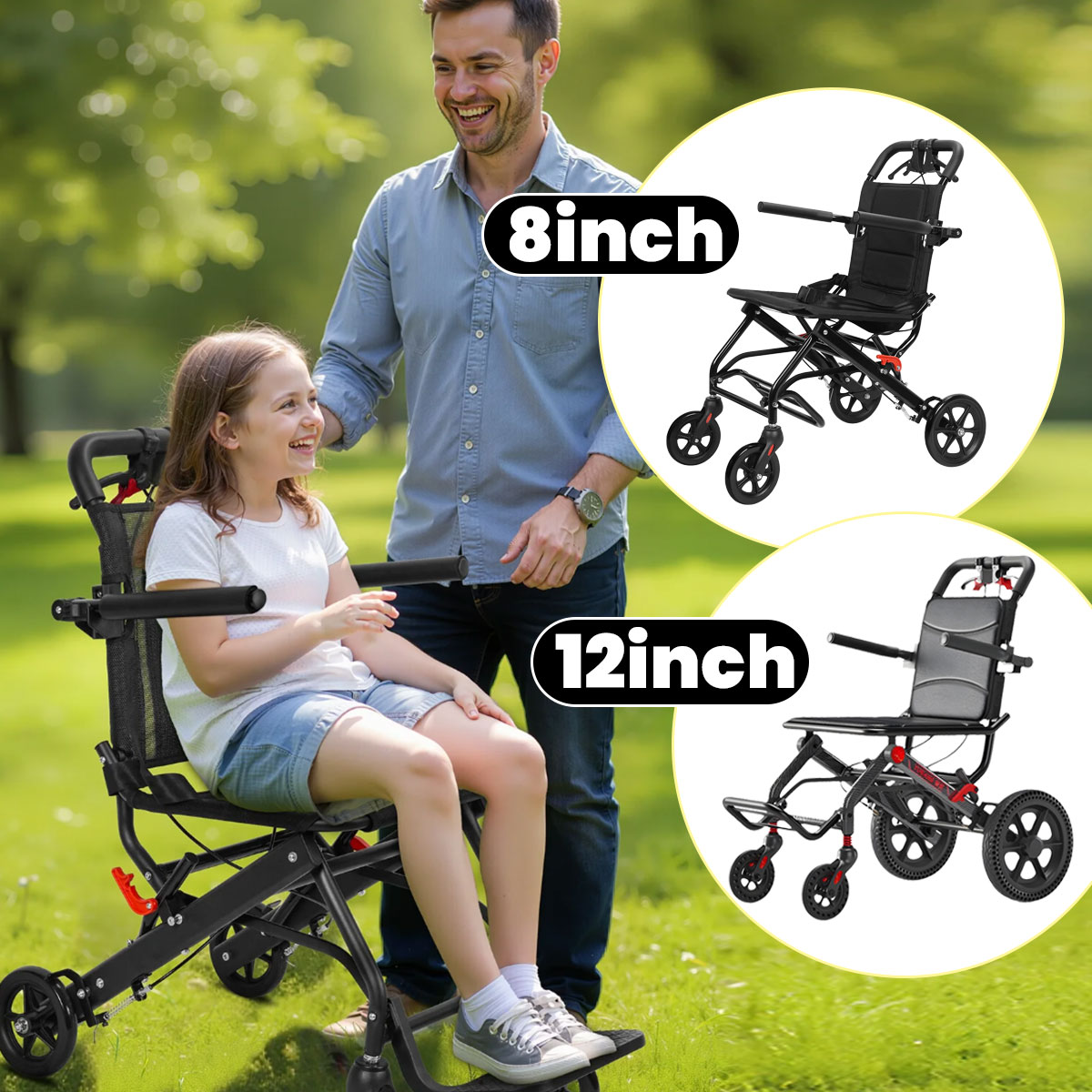 💯Ultralight Carbon Fibre Travelling Wheelchair Foldable lightweight ...