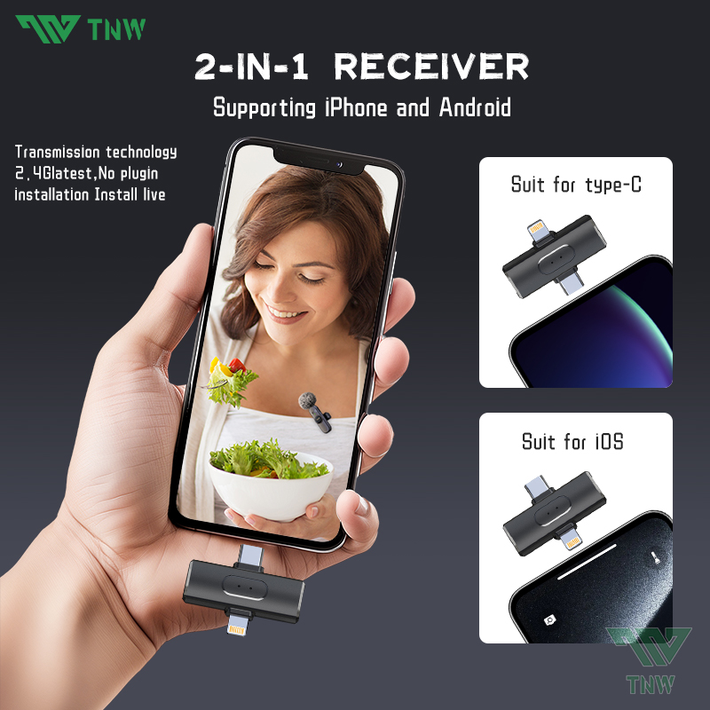TNW W16/W17 Wireless Lavalier Microphone 2-in-1 Portable Mini Mic for ...