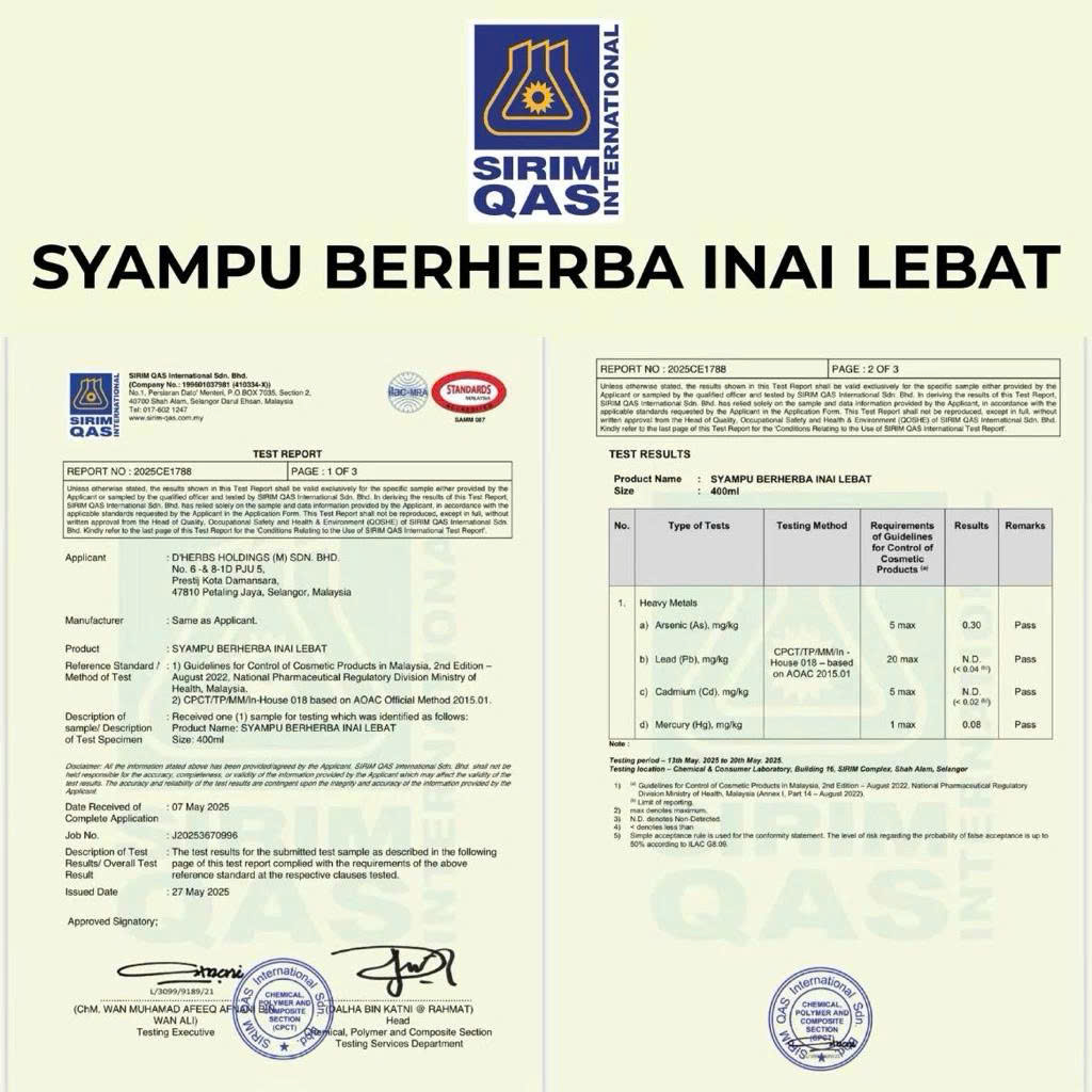 DHERBS Syampu Inai Rambut Halal Sah Solat, Pewarna Rambut Herba Tutup ...