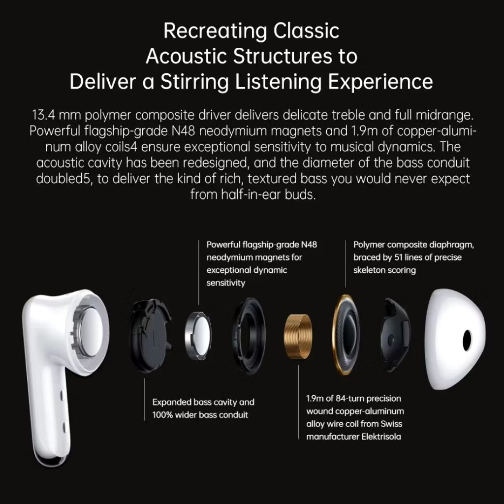 OPPO ENCO AIR 3 BLUETOOTH AIR POD BASS MUSIC BLUETOOTH 5.3 HiFi 5 Ai ...