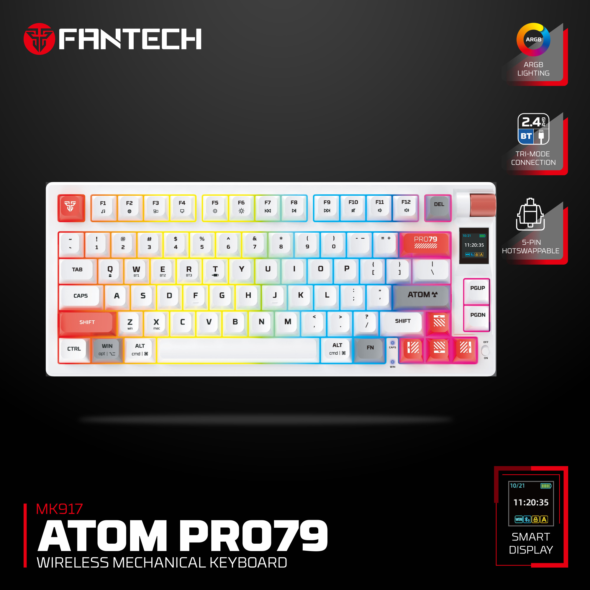 Fantech MK917 ATOM PRO79 Wireless Mechanical Keyboard Tri-Mode ...