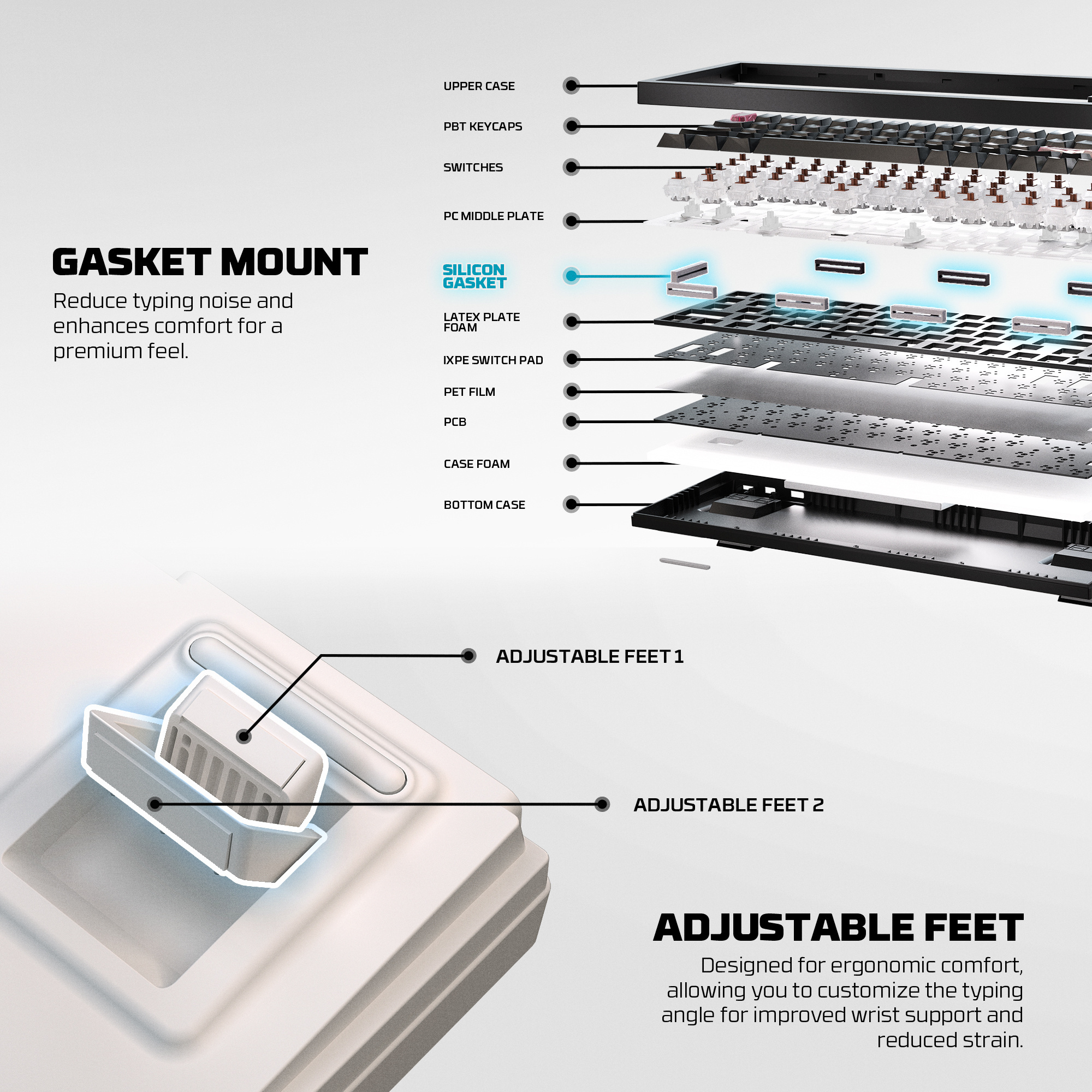 Fantech MK920 Maxfit6 Wireless Mechanical Keyboard Tri-Mode Connect ...