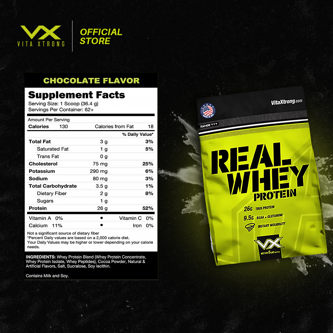 Vitaxtrong Real Whey Protein 5lbs | 26g High Protein, Lean Muscle ...