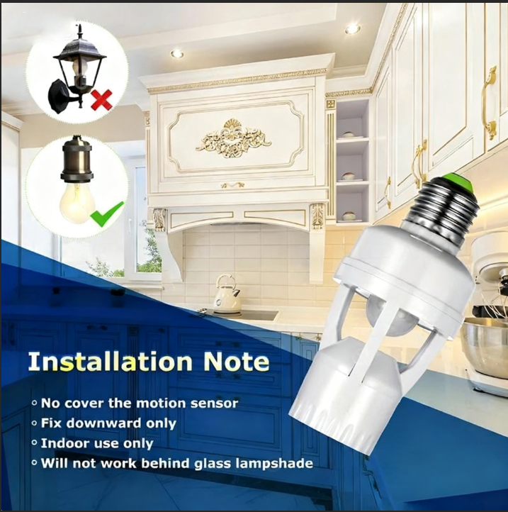 Occupancy Sensor Light Holder Infrared Motion & Sound/Light Control E27 ...