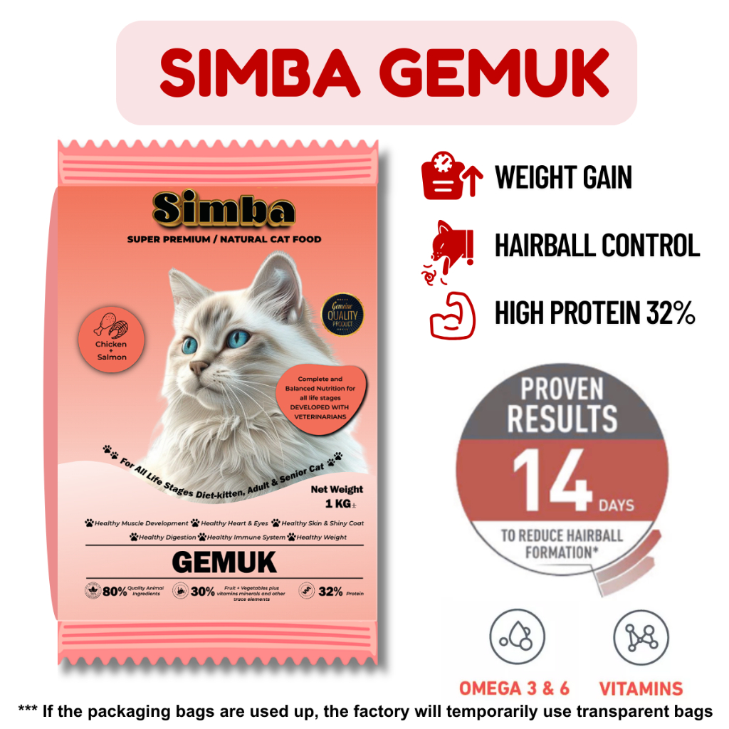 SIMBA Premium Kibbles 1kg Makanan Kucing Urinary Care Fish Cat Food Pet ...