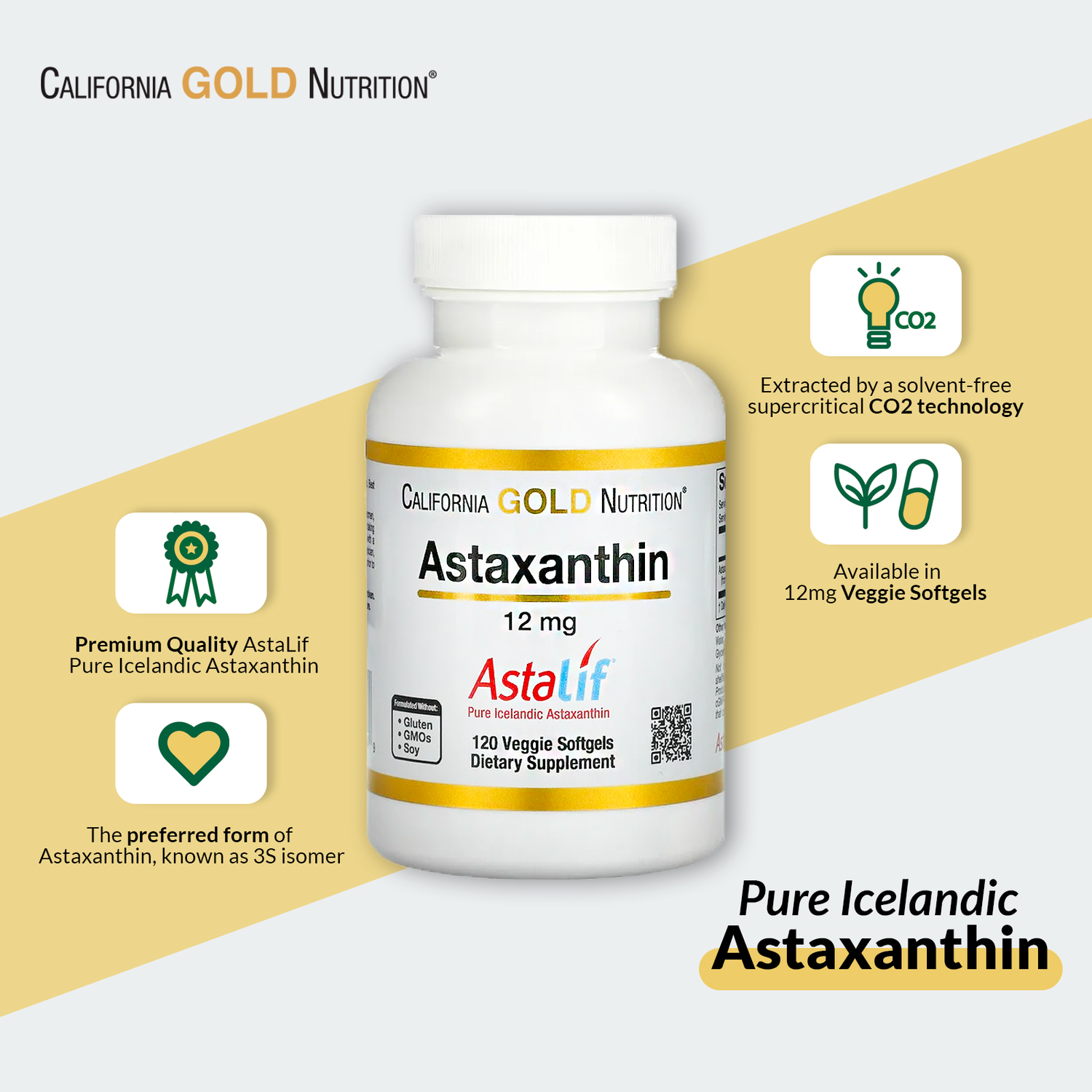 California Gold Nutrition Astaxanthin,Carotenoid,AstaLif Pure Icelandic ...