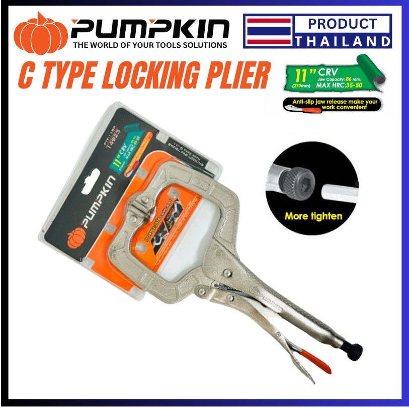 PUMPKIN 11" C-Type With Swivel Pad Flat Vise Grip Locking Plier Welding ...
