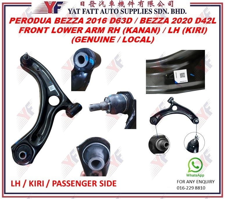 PERODUA BEZZA 2016 D63D / BEZZA 2020 D42L FRONT LOWER ARM RH (KANAN ...