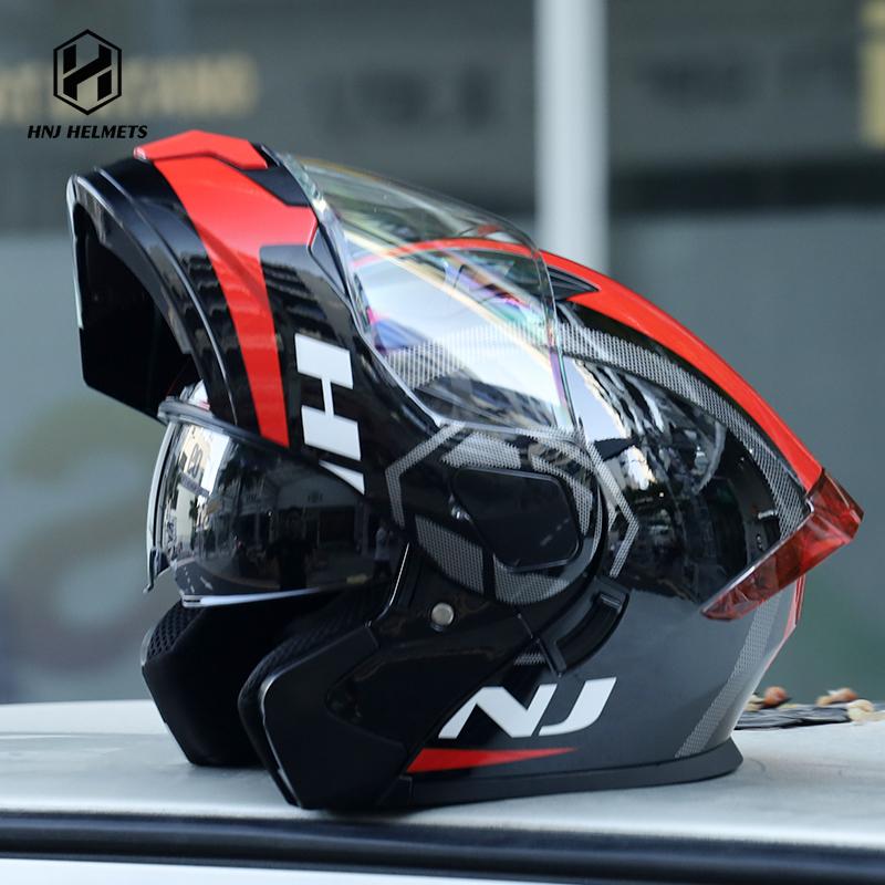 HNJ Flip Up Helmet Motor Motorcycle Double Visor Modular Full Face ...
