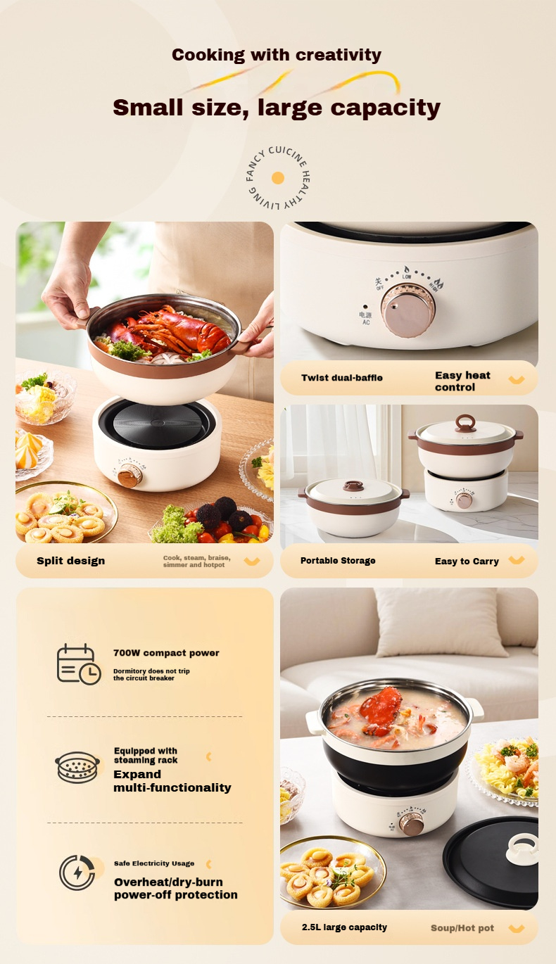 3L Large Capacity Portable Electric Cooker Foldable Multifunctional Non ...