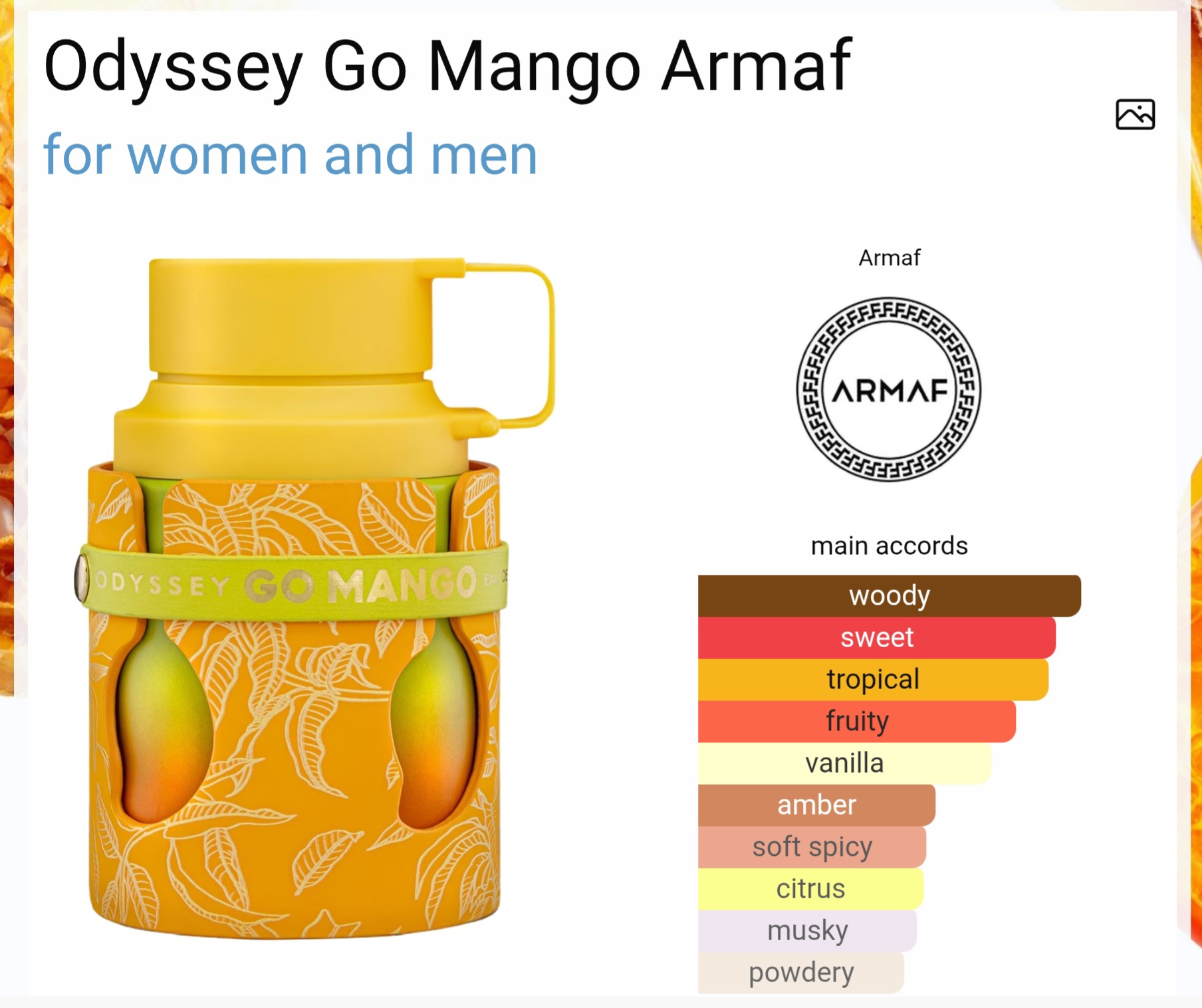 Odyssey Go Mango Armaf for women and men perfume original from Dubai ...