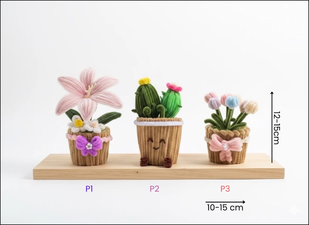 Mini Velvet Wire Flower Pot | Handmade Chenille Stem Floral Decor ...