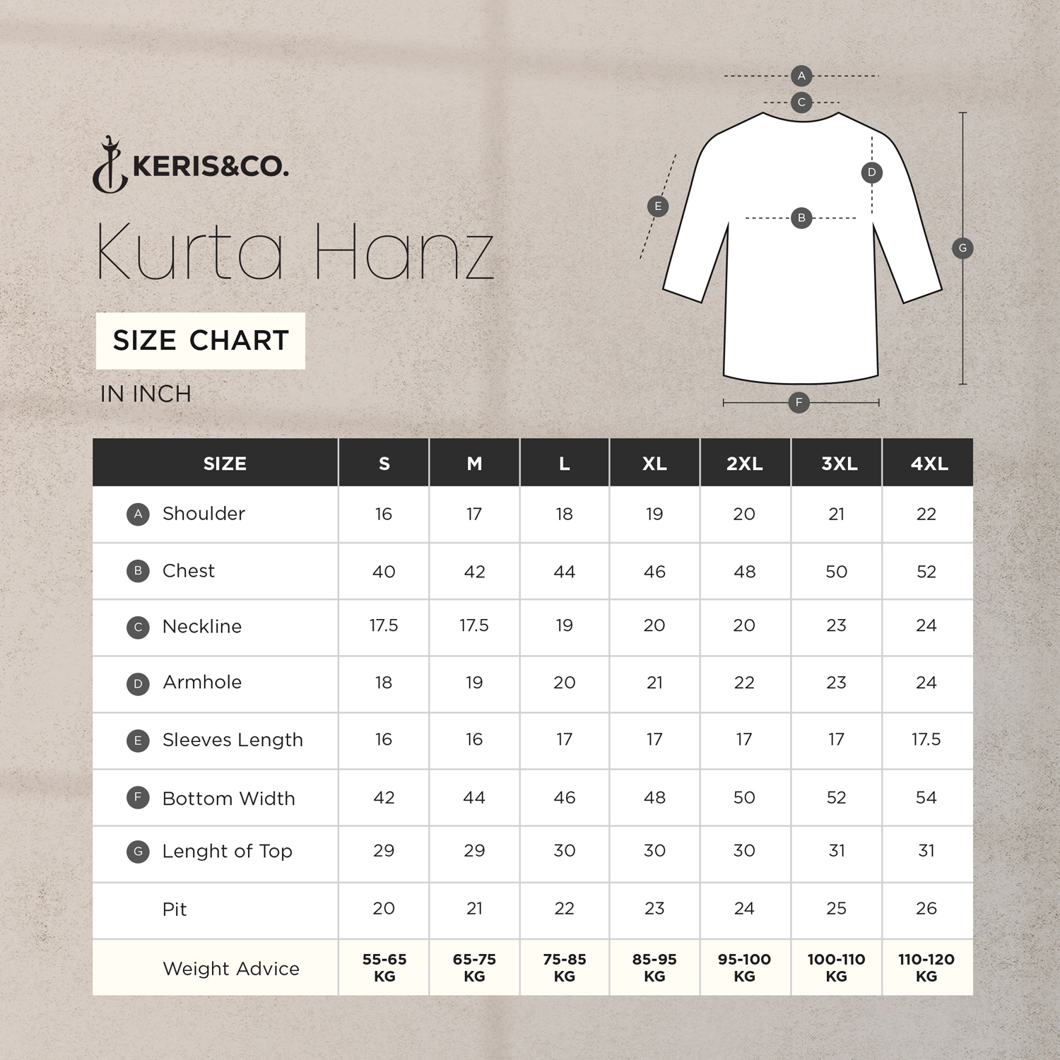 Kurta Teluk Belanga Hanz - German Cotton 3/4 Sleeves Kurta Button Neck ...