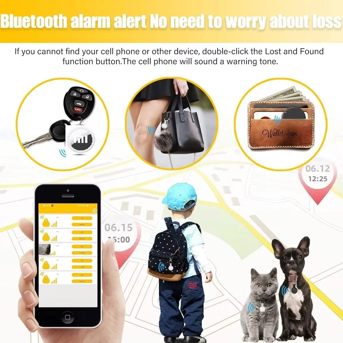 Smart Bluetooth GPS Anti - lose Tracker Sound locate msg reminder alarm For keys wallets kids ...