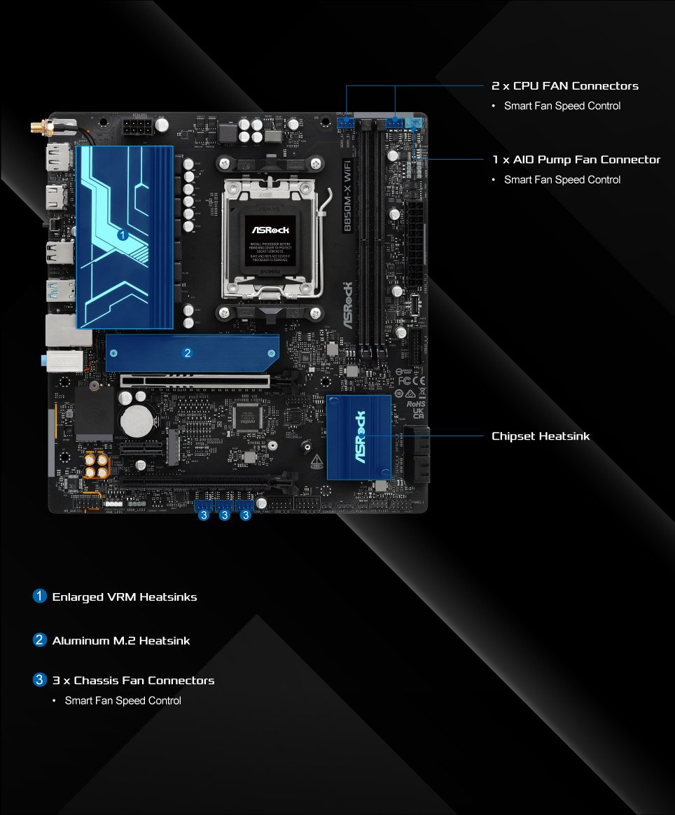 [Asrock B850M-X WIFI AM5 ] GAMING MOTHERBOARD COMBO 7600/7700X /7500F ...