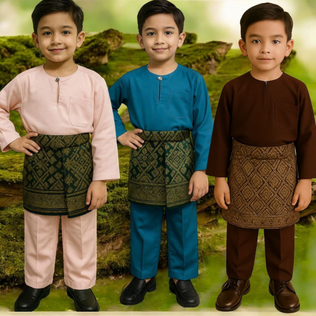Teluk Belanga 🔥TEAL BLUE🔥ASH BLUE🔥RICH BROWN🔥Baju Malayu Budak Size -1y ...