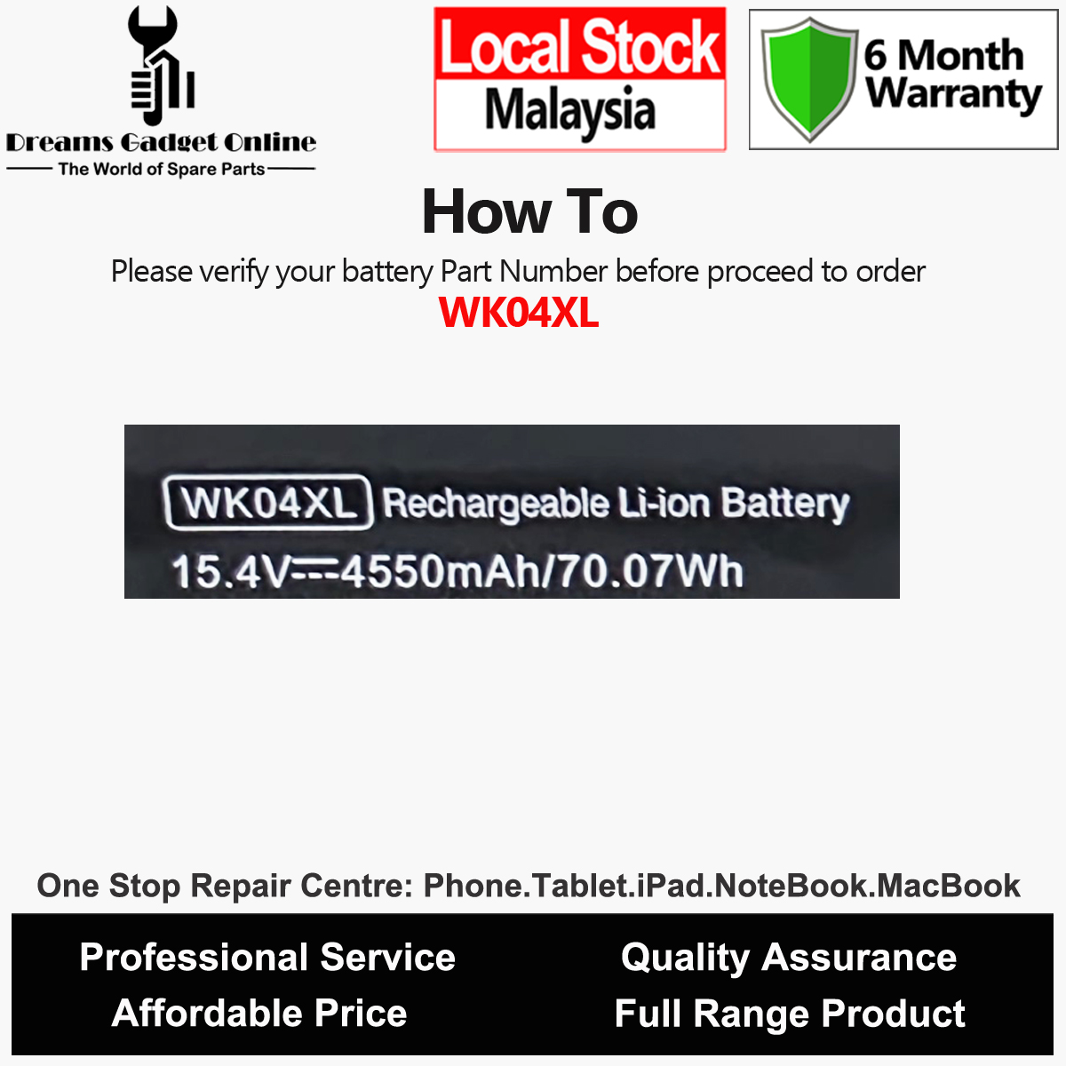 HP Laptop Battery WK04XL 4550mAh for HP VICTUS 16-D 16-E HP VICTUS 15-F ...