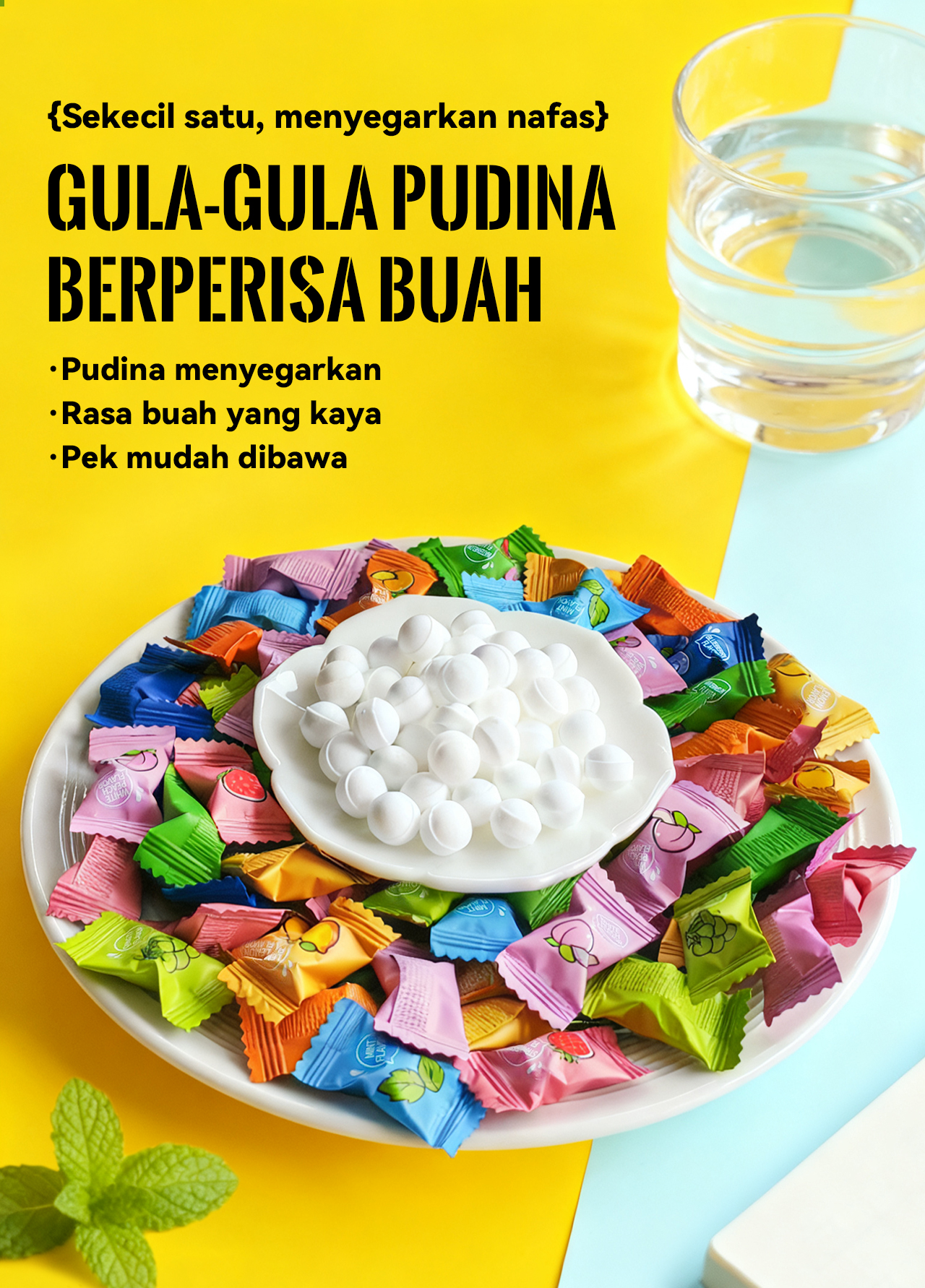 Coowy[COD]VC mint Candy Gula-gula VC Buah&Pudina halal 150g Penyegar ...