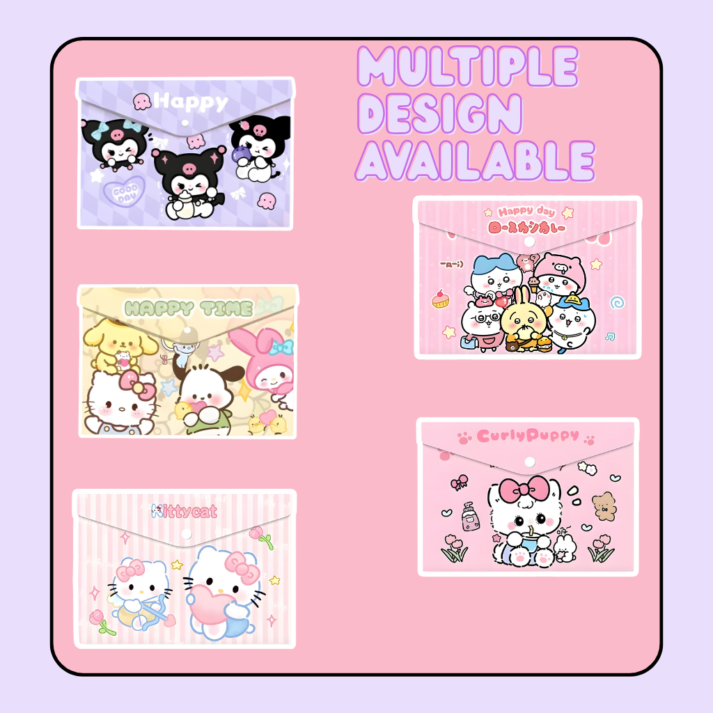 (READY STOCK) Capybara Folder Fail Sekolah Alat Tulis Pelajar A4 Button ...