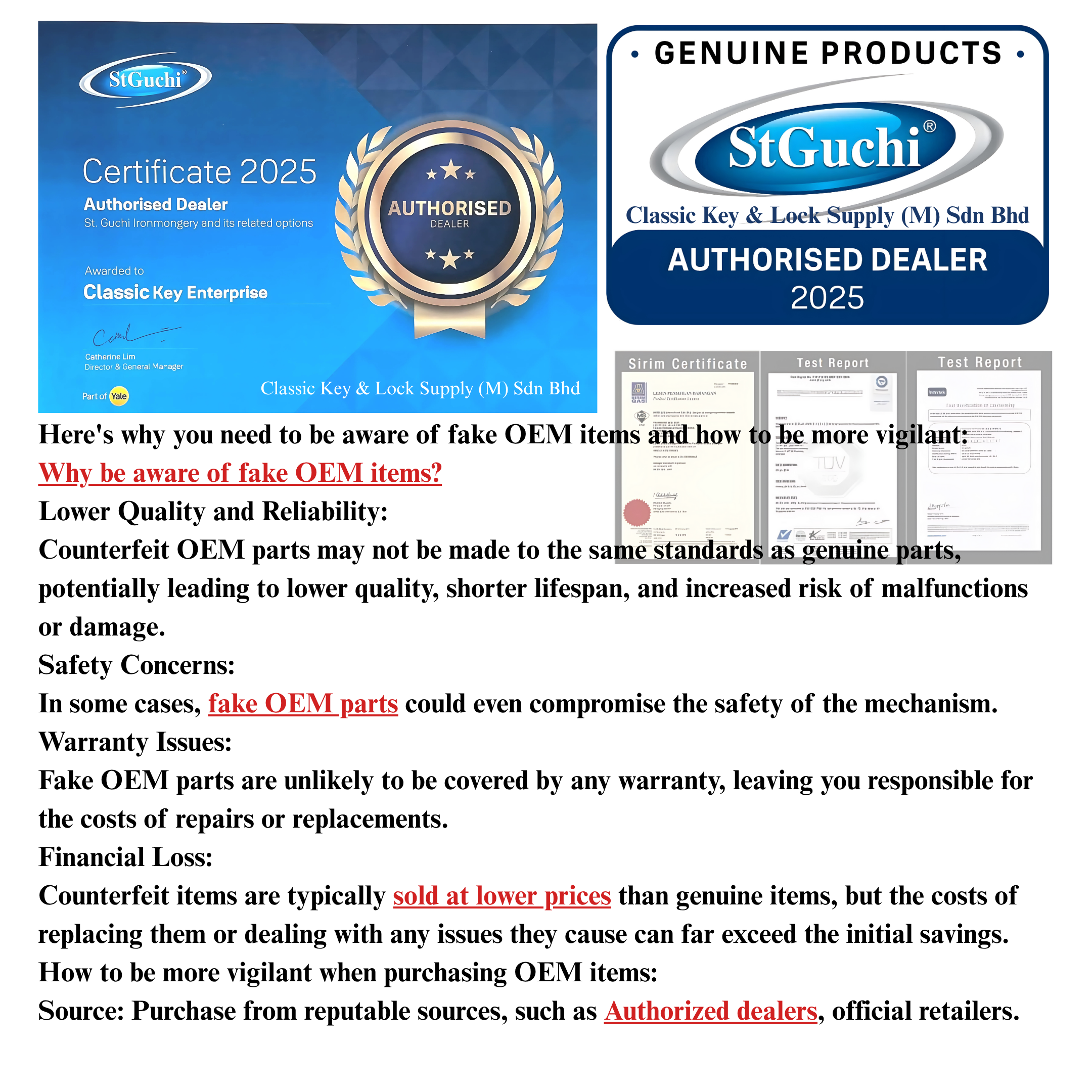 St Guchi mortise door lock lever handle SGLH-101 SIRIM Approved ...