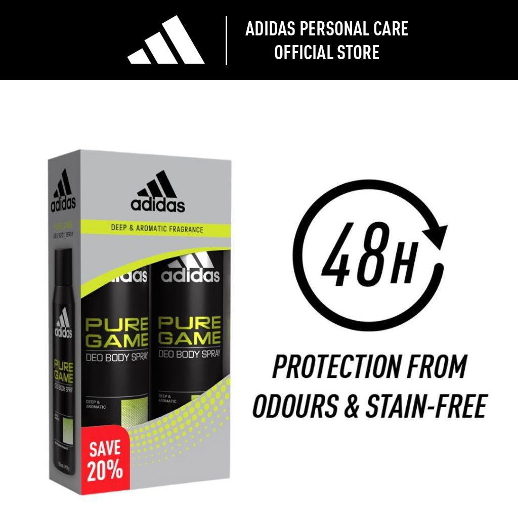 [Twin Pack] Adidas Deodorant Body Spray Pure Game (Men) 150ml - 48hrs ...