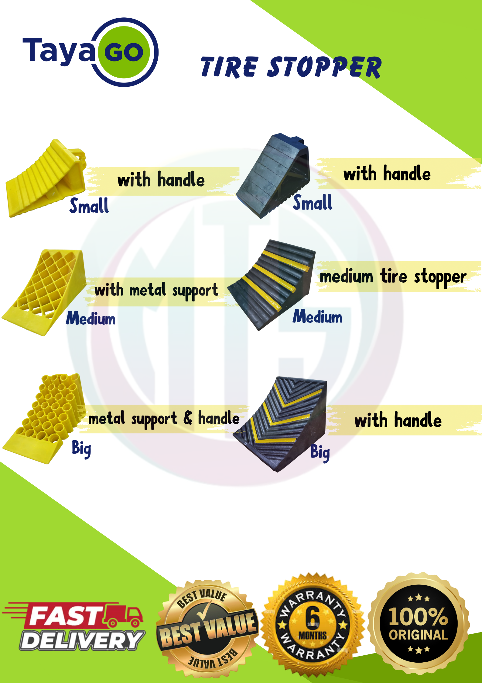 Rubber Stopper Wheel Chock Truck Tyre Stopper with handheld Tayar ...